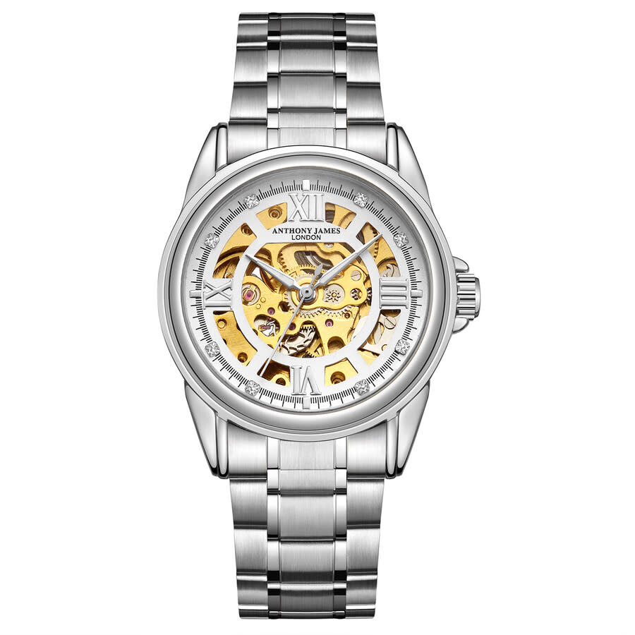 Anthony James Skeleton White Dial Men's Watch AJ006 731717495581 ...