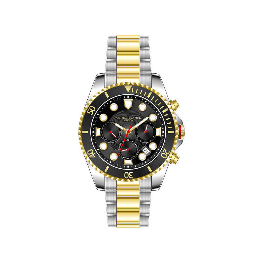 Anthony James Stealth Chronograph Quartz Black Dial Men's Watch AJ061 ...