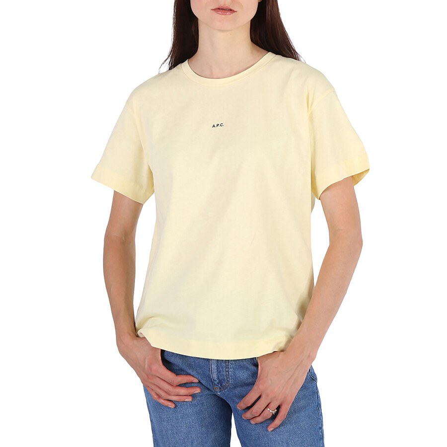 A.P.C. Light Yellow Logo Print T-Shirt, Size Medium COEIO-F26937 ...