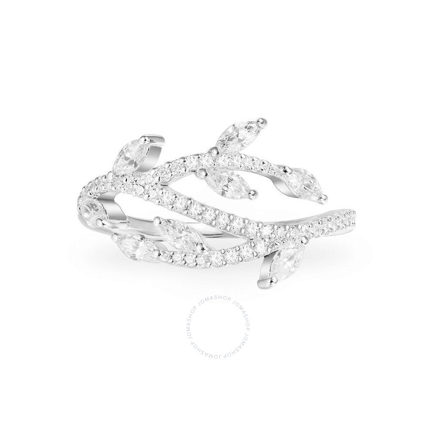 Apm Monaco Full Pave Sterling Silver Floral Ring, Brand Size 54 ...