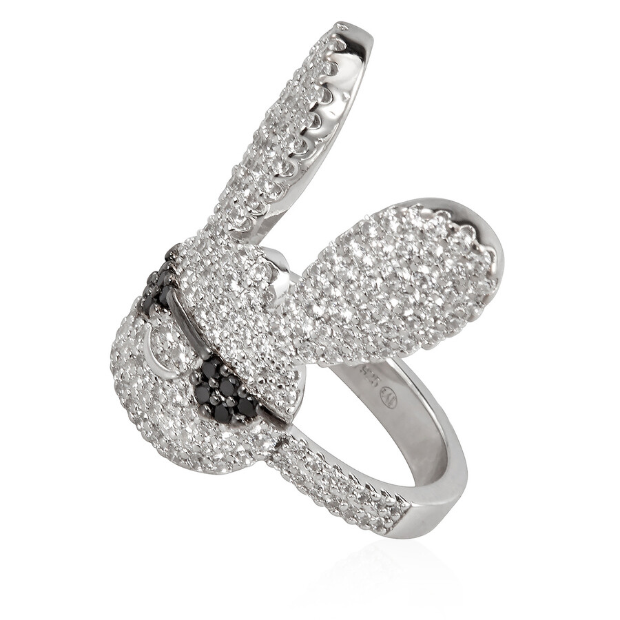 Apm Monaco Ladies Sterling Silver Crystal Rabbit Ring, Brand Size 54 ...