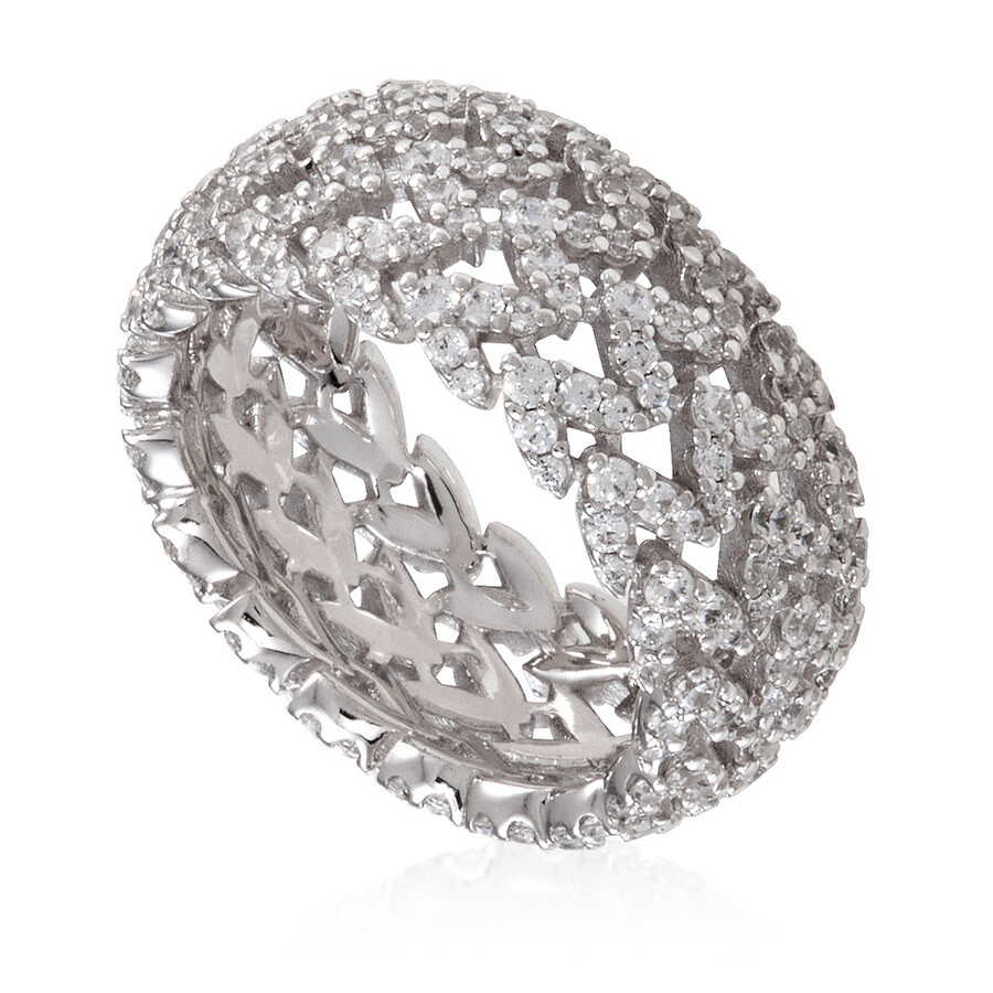 Apm Monaco Ladies Sterling Silver Crystal Ring, Brand Size 54 A19476OX ...