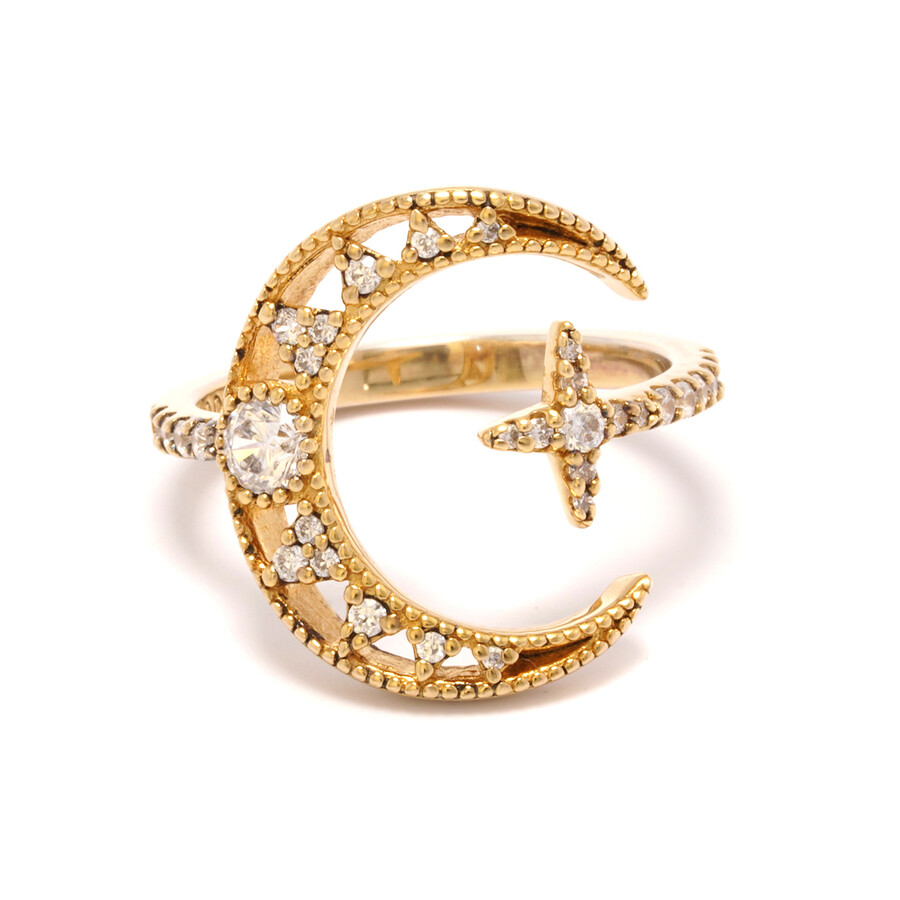 Apm Monaco Ladies Yellow Sterling Silver Moon Open Ring, Brand Size 50 ...