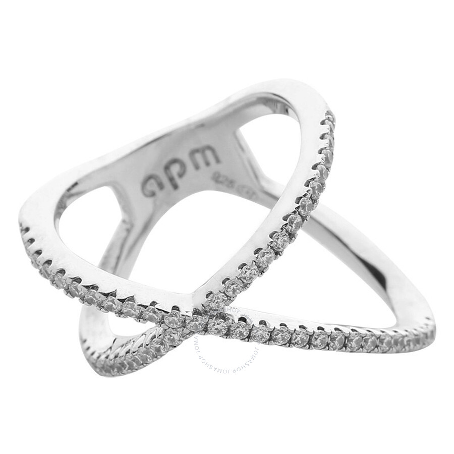 Apm Monaco Paved X-Shaped Ring, Brand Size 56 A17031OX - Jewelry ...