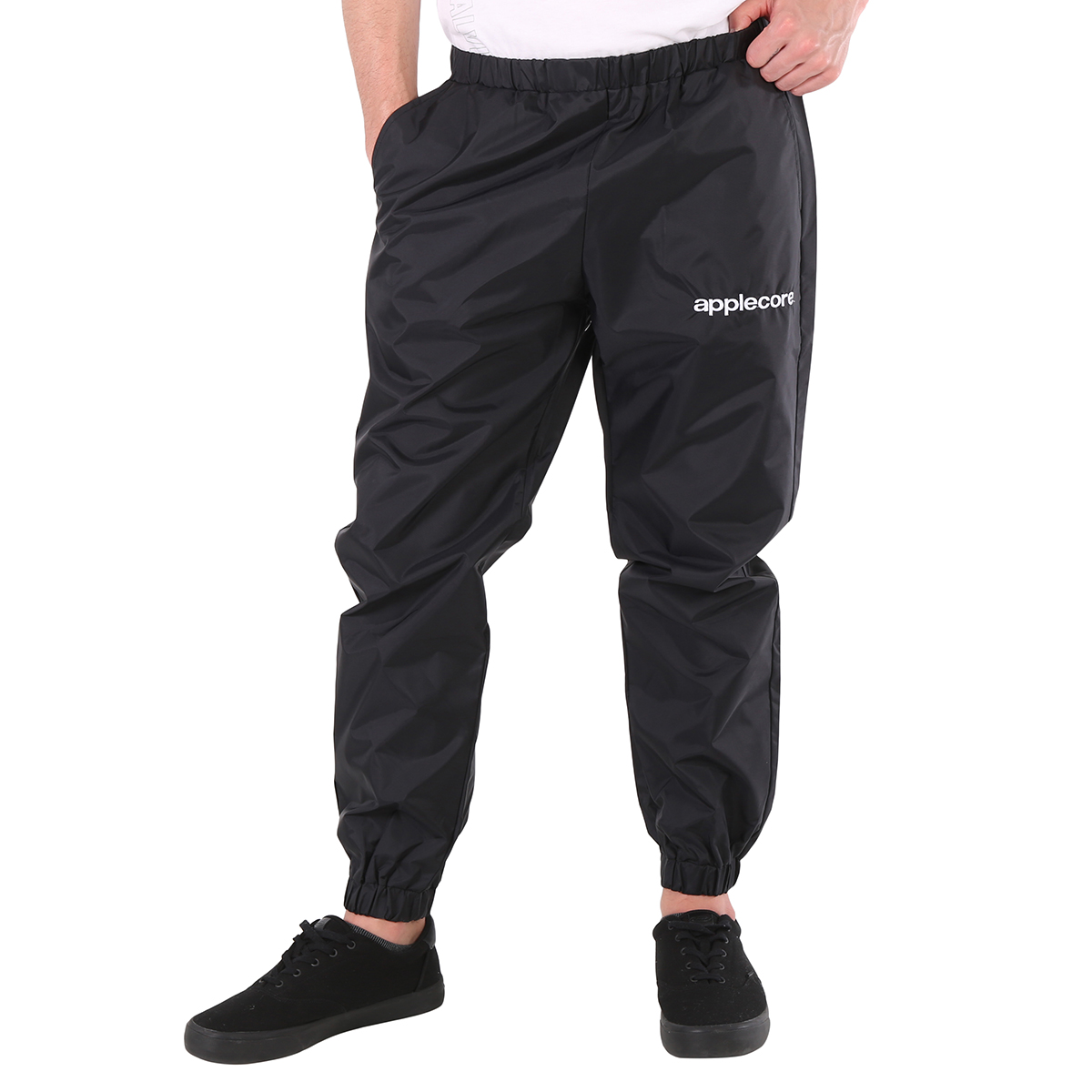 Applecore Men's Black Logo Embroidered Track Pants, Size X-Large Sport ...