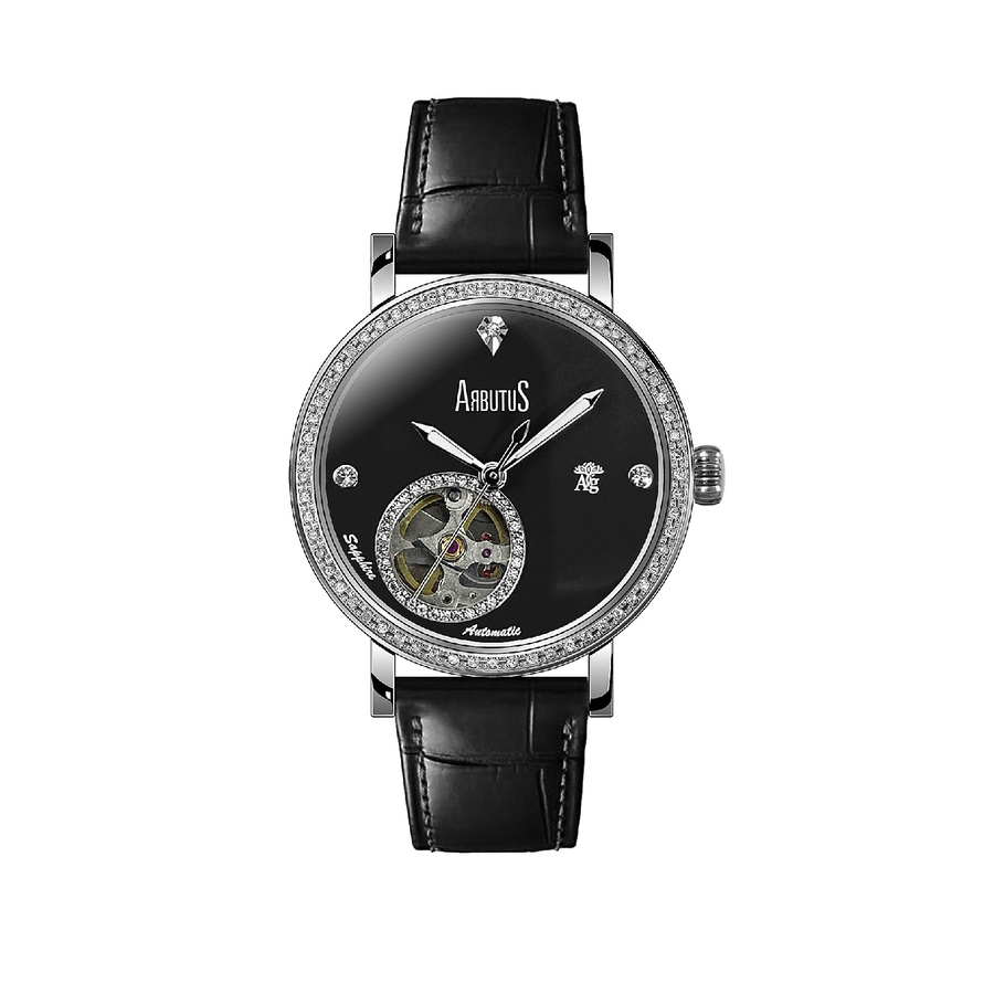 Arbutus AG Silver Collection Diamond Black Dial Ladies Watch AG2201SBB ...