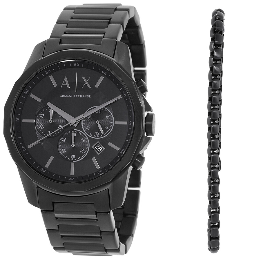 Armani Exchange Chronograph Quartz Black Dial Men's Watch and Bracelet ...