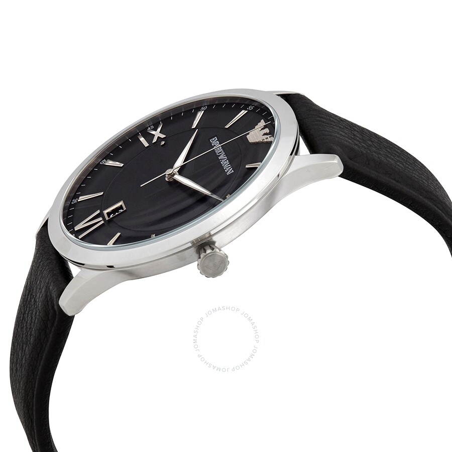 Armani Giovanni Quartz Black Dial Black Leather Men's Watch AR11210 ...