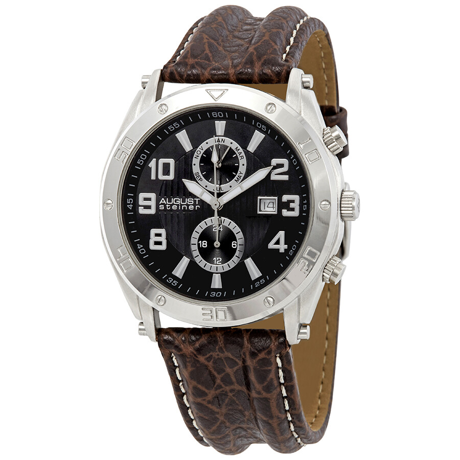 August Steiner Black Men's Watch AS8117BR 848572031455 - Watches - Jomashop