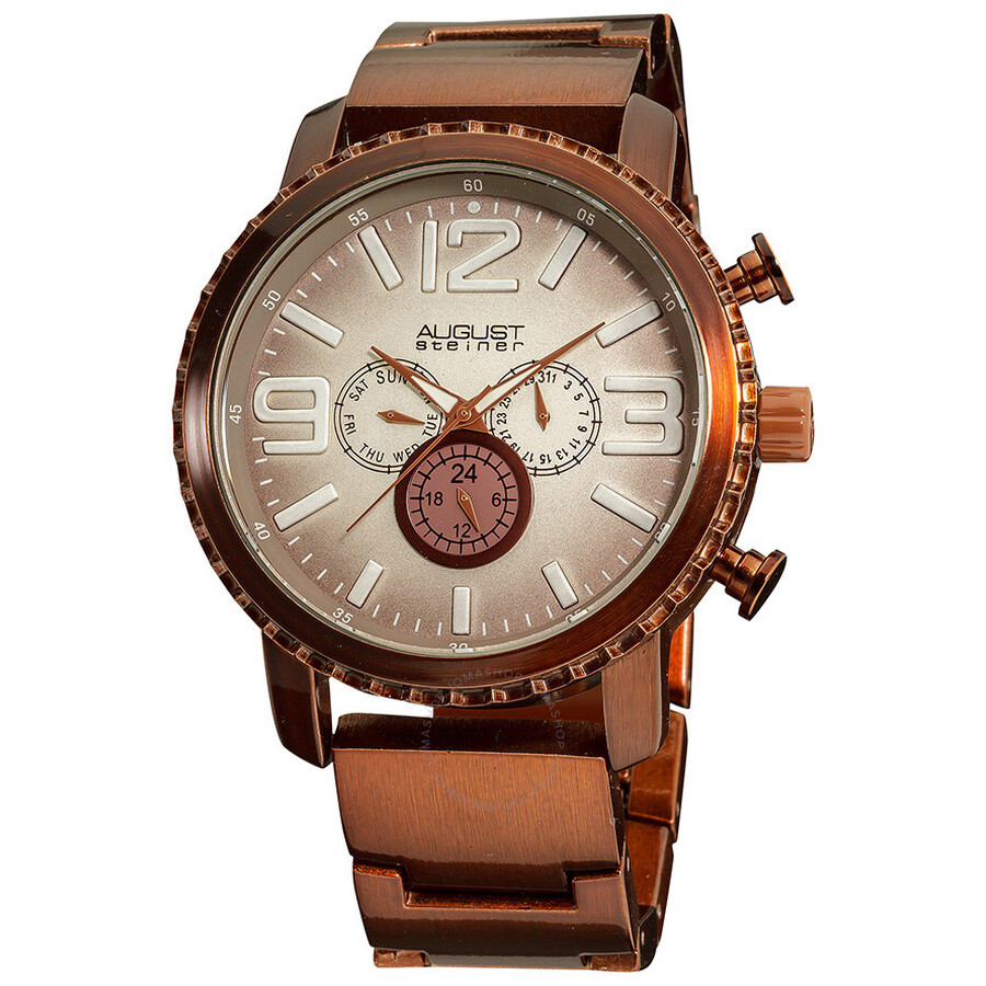 August Steiner Brown Multi-Function Gradient Dial Quartz Bracelet Watch ...