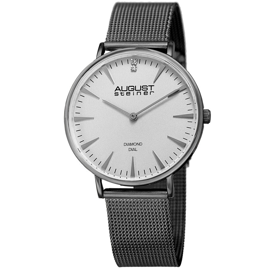 August Steiner Quartz Diamond Silver Dial Ladies Watch AS8207GN ...