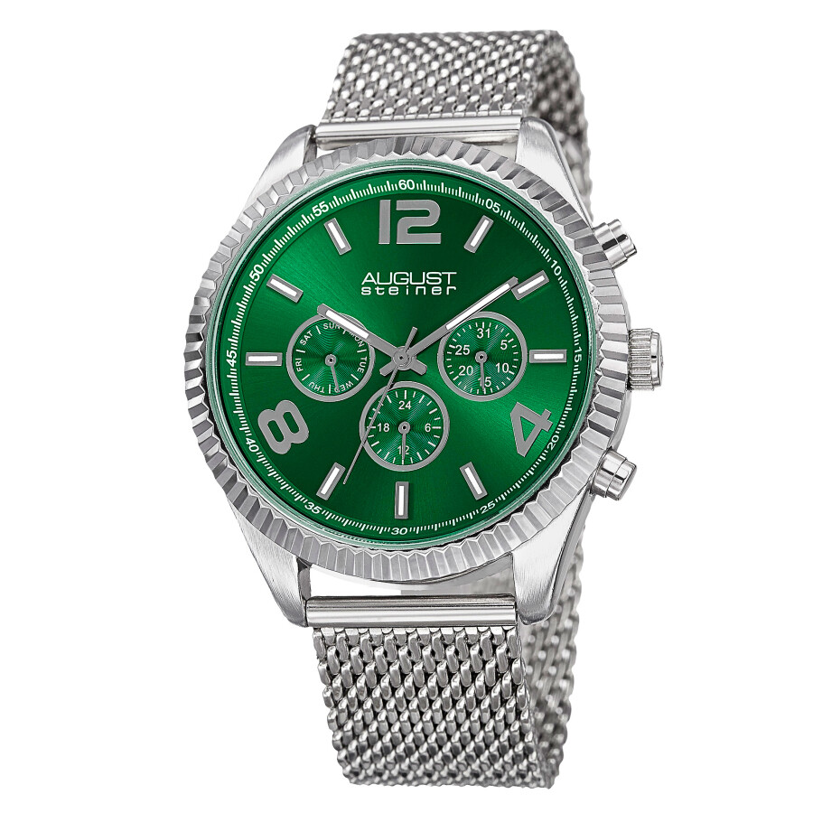 August Steiner Green Dial Stainless Steel Mesh Men's Watch AS8196GN ...