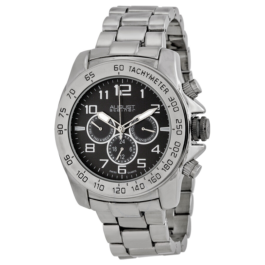 August Steiner Multi-Function Black Dial Black Base Metal Men's Watch ...