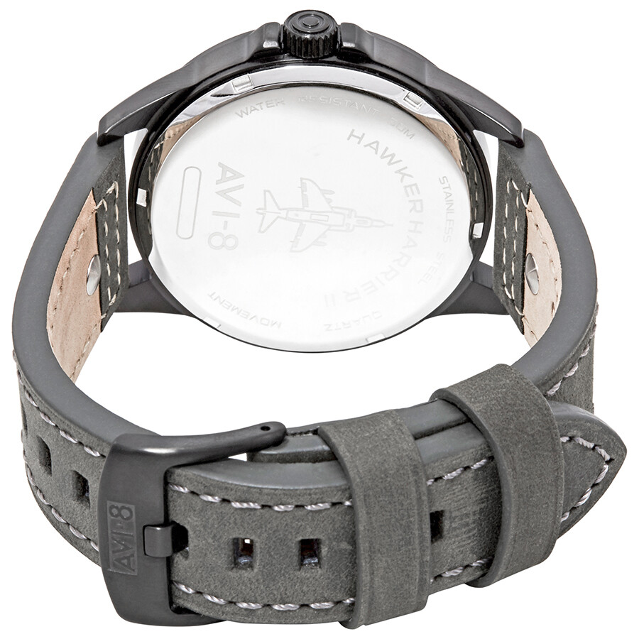 AVI-8 Hawker Harrier II Grey Dial Grey Leather Men's Watch 4003-0A ...
