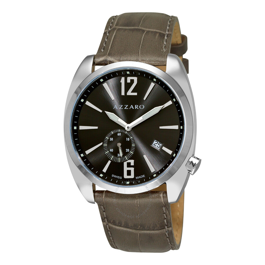 Azzaro Seventies Black Dial Grey Leather Men's Watch AZ1300.14KK.005 ...