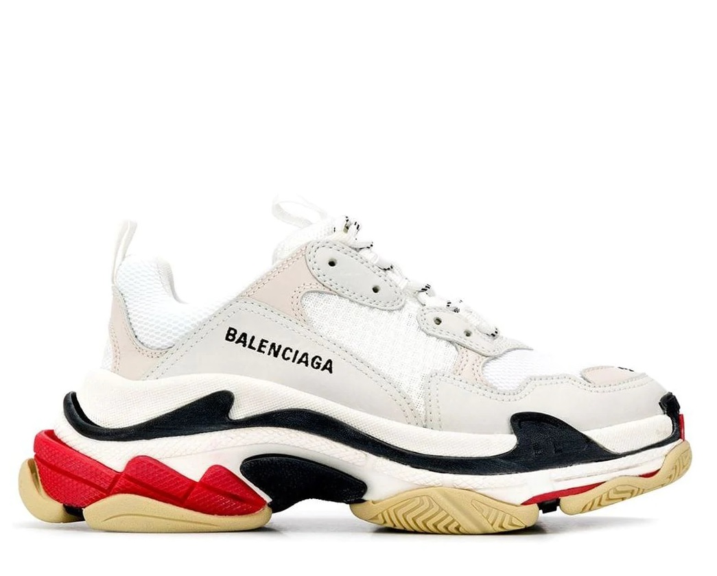 Balenciaga Lambskin And Mesh Triple S Tri-color Sneakers, Brand Size 35 ...