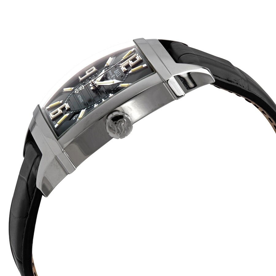Ball Conductor Transcendent II Automatic Men's Black Leather Watch ...