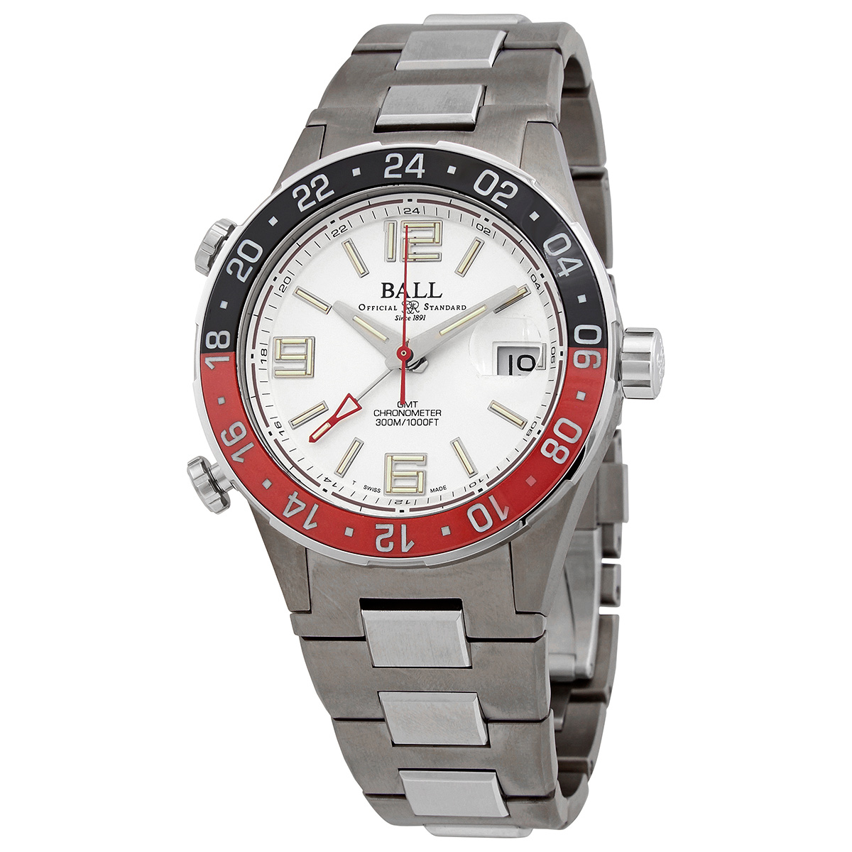 Ball Roadmaster Pilot GMT Automatic White Dial Men's Watch DG3038A-S1C ...