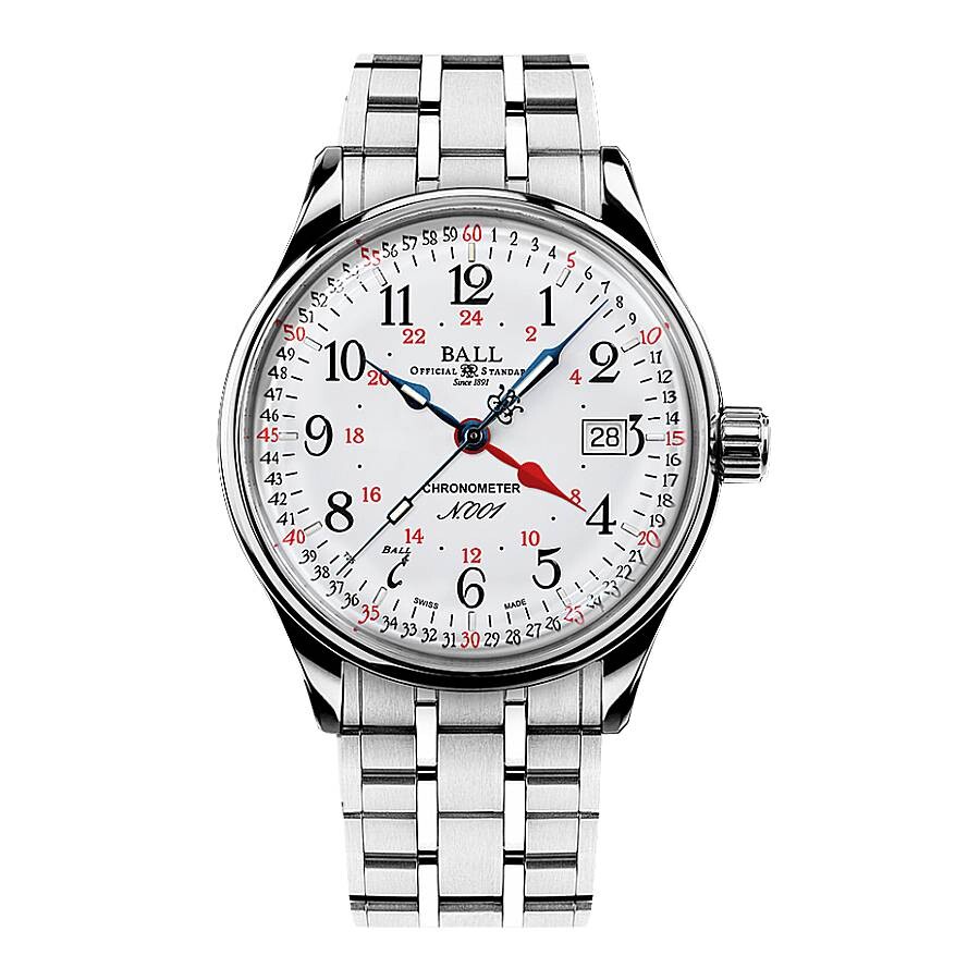 Ball Trainmaster GMT Automatic Chronometer White Dial Watch NM3888D ...