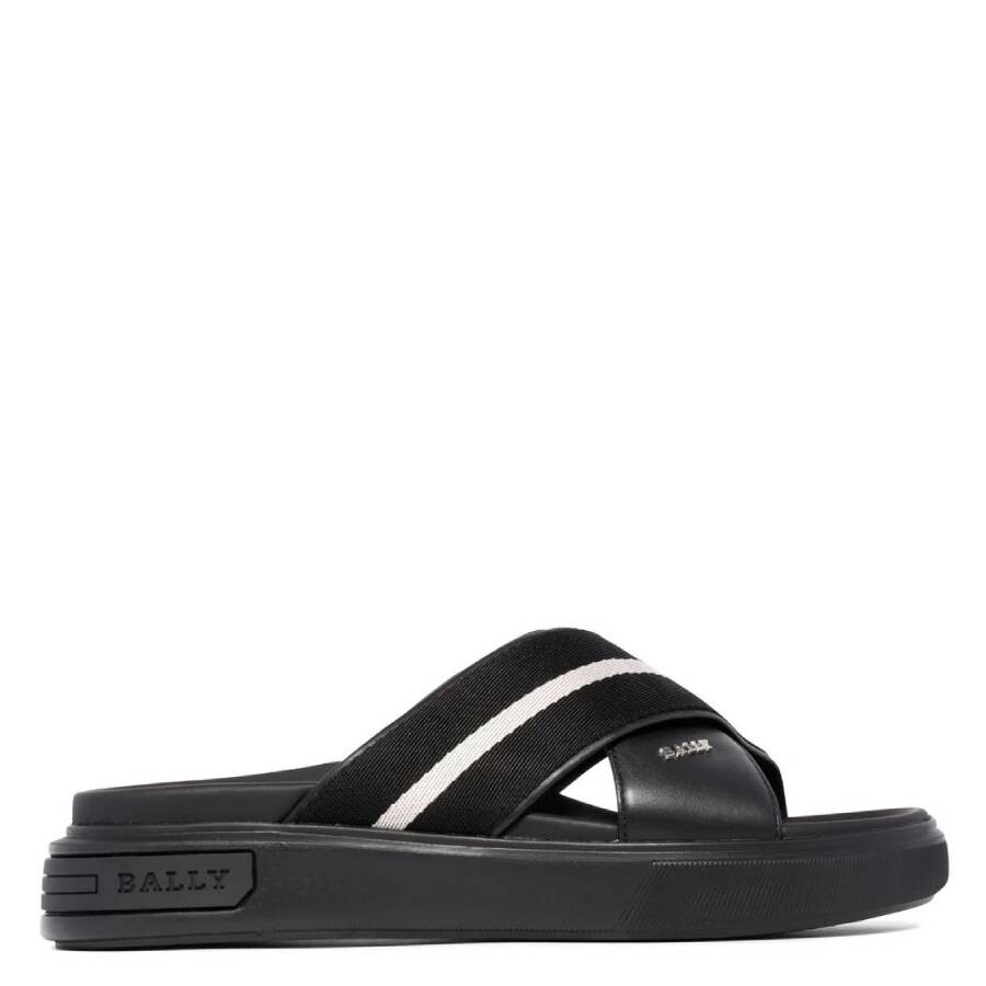Bally Black Jake-T Stripe Slide Sandals, Brand Size 9 ( US Size 10 ...