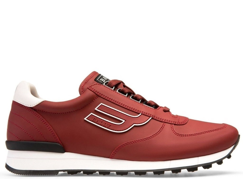 Bally Men's Red Galaxy Rubberized Leather Trainer, Brand Size 7.5 ...