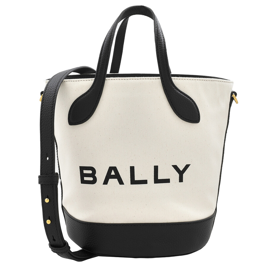 Bally Natural And Black Fabric Bar 8 Hours Bucket Bag WAU00Z-I182O 7617659963681 - Handbags ...