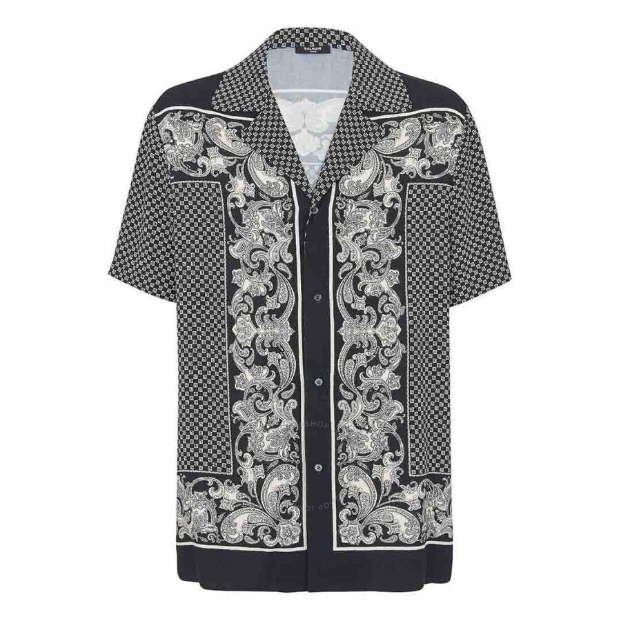 Balmain Mini Monogram Paisley Regular Fit Pajama Shirt In Multicolour ...