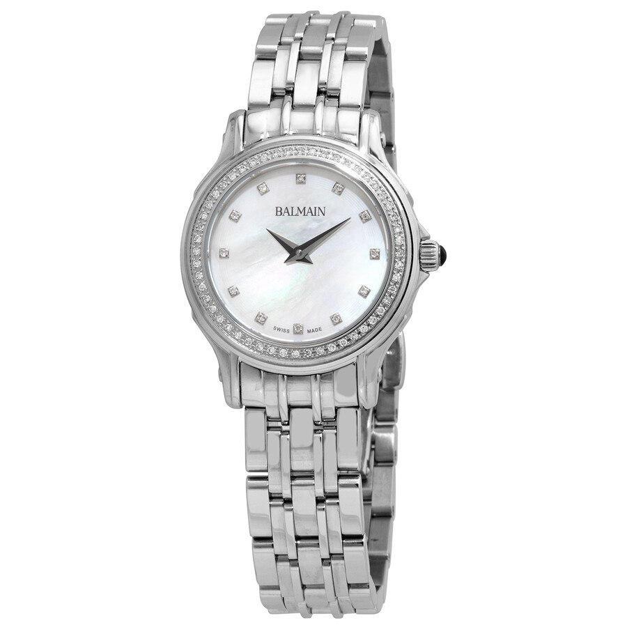Balmain Elysees Quartz Diamond White Mother of Pearl Dial Ladies Watch ...