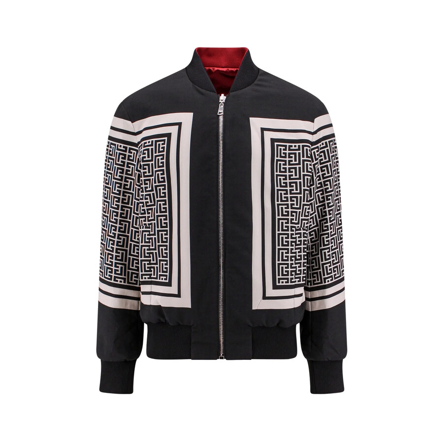 Balmain Men's Noir/Bordeaux Monogram-Print Reversible Bomber Jacket ...