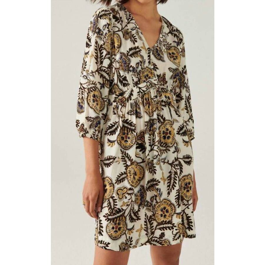 Ba&Sh Ladies Volver Dress Gold Floral, Size X-Small 121369-Gold Floral ...
