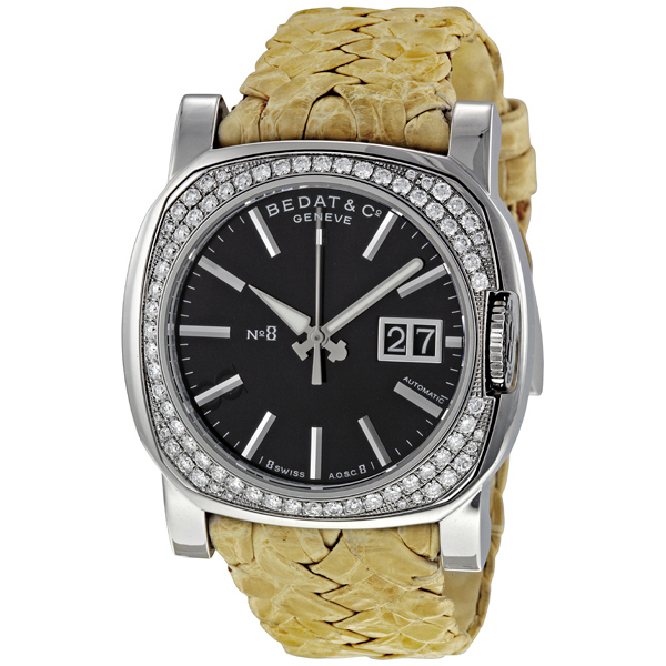 Bedat No. 8 Black Dial Woven Alligator Leather Strap Men's Watch 888. ...