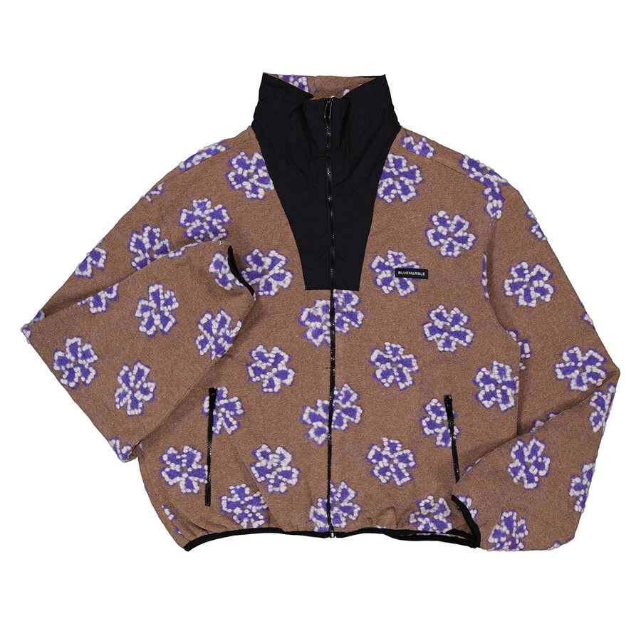 Bluemarble Men's Beige Flower Fleece Track Jacket, Size Small JA56 ...