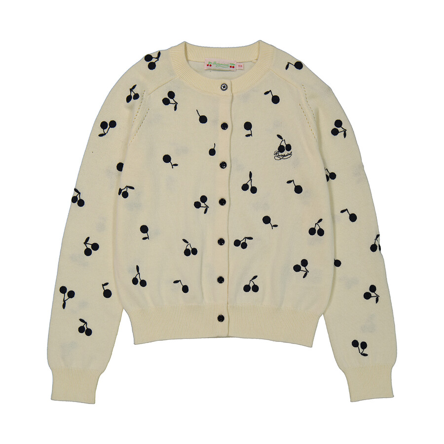 Bonpoint Girls Embroidered Cherry Cotton Cardigan, Size 10Y ...