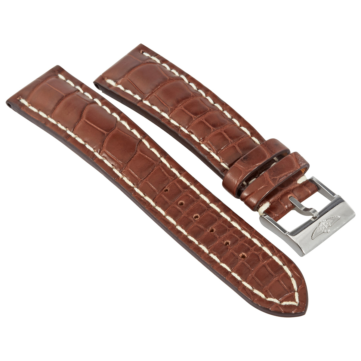 Breitling Brown Strap with White Stitching and a Stainless Steel Tang ...