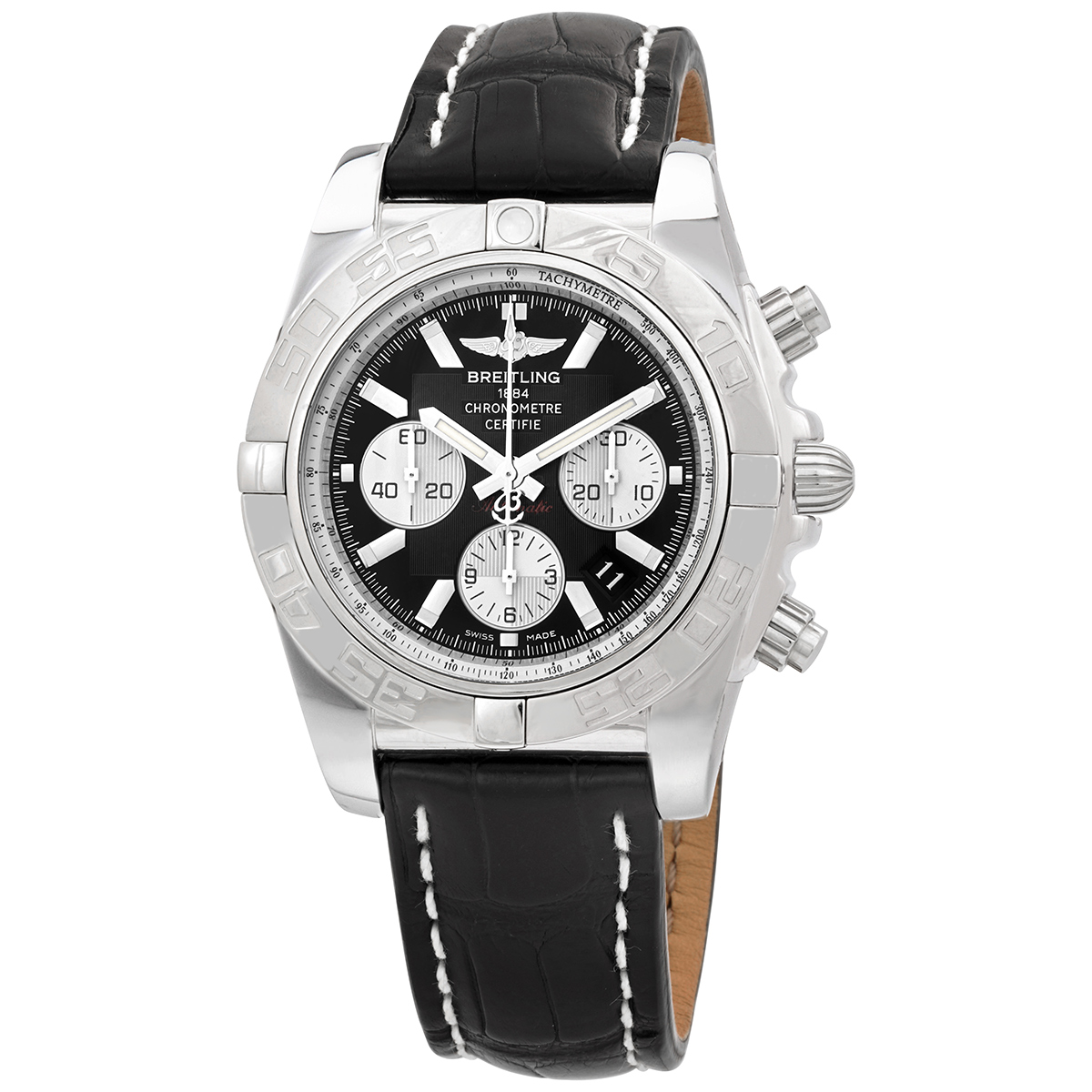 Breitling Chronomat 44 Black Dial Stainless Steel Men's Watch AB011012 ...