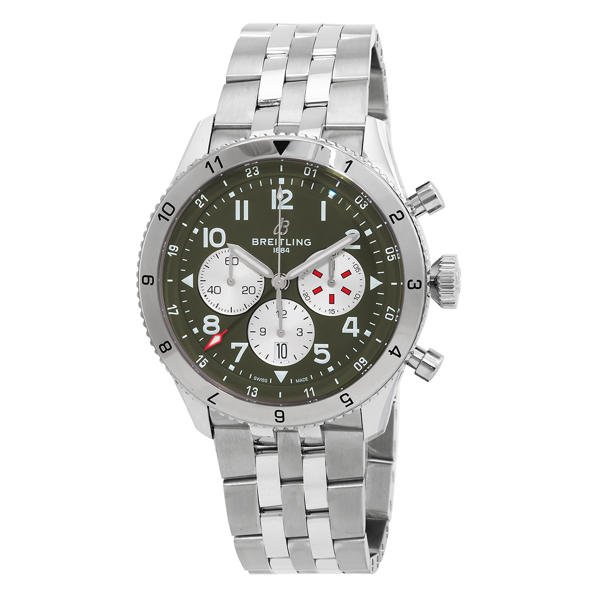 Breitling Super Avi Chronograph Automatic Chronometer Green Dial Men's ...