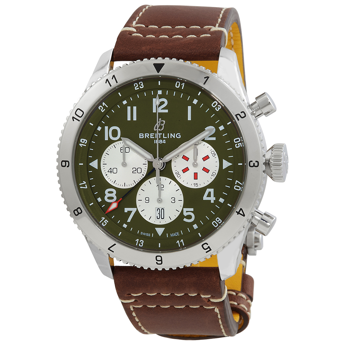 Breitling Super AVI Chronograph Automatic Chronometer Green Dial Men's ...