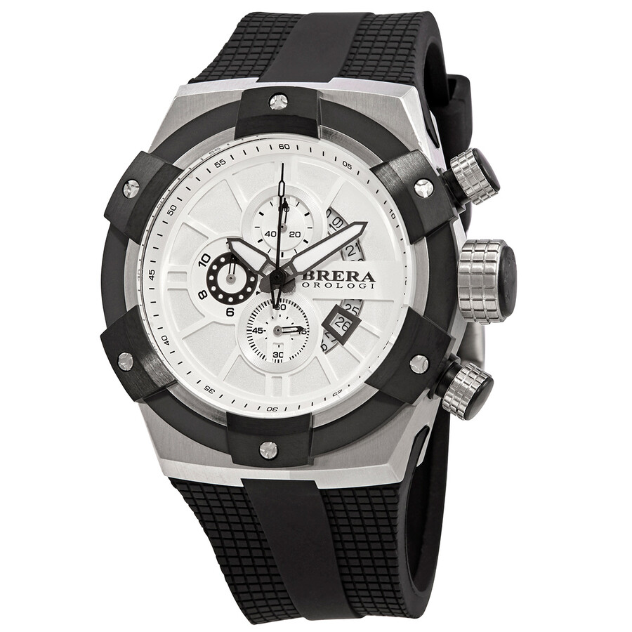 Brera Orologi Supersportivo Chronograph Quartz White Dial Men's Watch ...