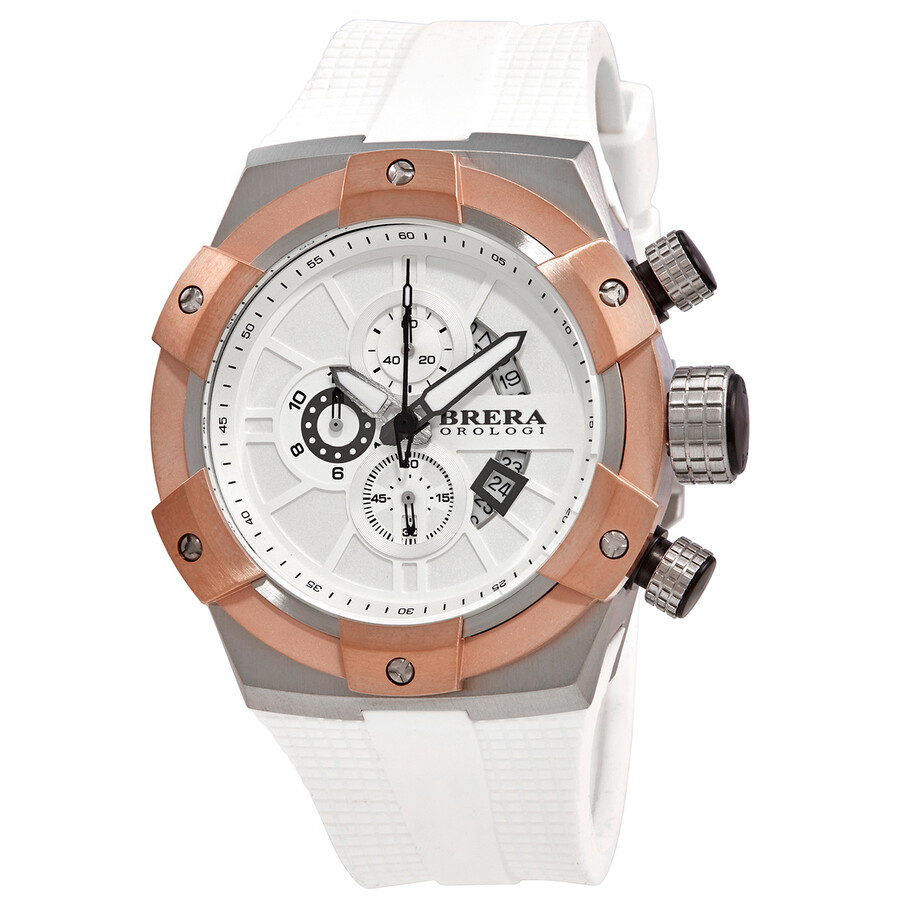 Brera Orologi Supersportivo Chronograph Quartz White Dial Men's Watch ...