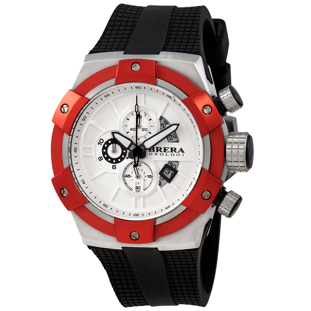 Brera Orologi Supersportivo Chronograph Quartz White Dial Men's Watch ...
