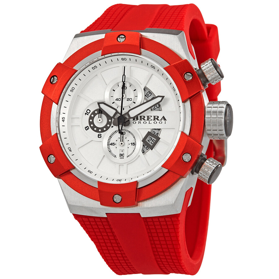 Brera Orologi Supersportivo Chronograph Quartz White Dial Men's Watch ...