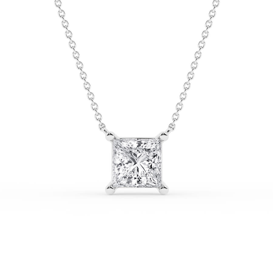 Brilliant Diamond 1 Carat Princess Lab Grown Diamond Pendant Necklace ...