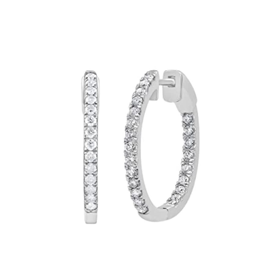 Brilliant Diamond 1.00 Carat Diamond, Sterling Silver Inside-Out Round ...