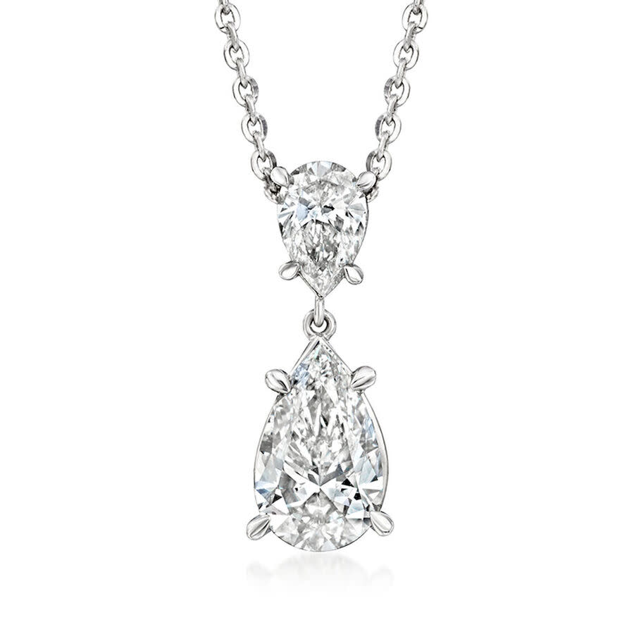 Brilliant Diamond 2 Carat Lab Grown Pear Drop Pendant Necklace in 14K ...