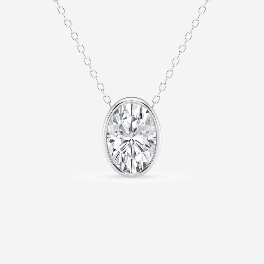 Brilliant Diamond 2.00 cttw 14KT White Gold Bezel Setting Oval-Cut Lab ...