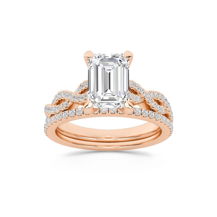 Brilliant Diamond 2.38 Carat Emerald Diamond Twist Bridal Set for Women | Lab Grown Diamond ...