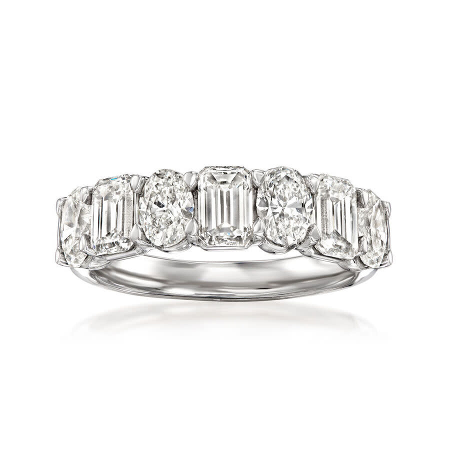 Brilliant Diamond 3 Carat Emerald & Oval Lab Grown Diamond Wedding Band ...