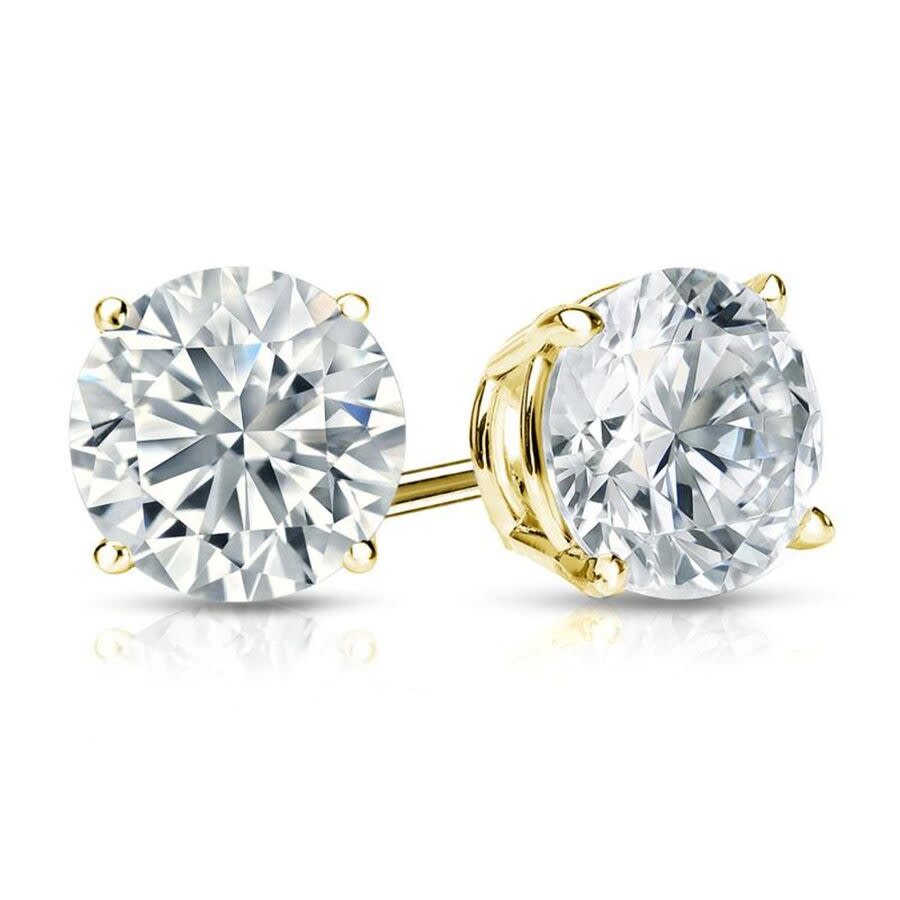 Brilliant Diamond 3 Carat Round Lab Grown Diamond Stud Earrings in 14K ...