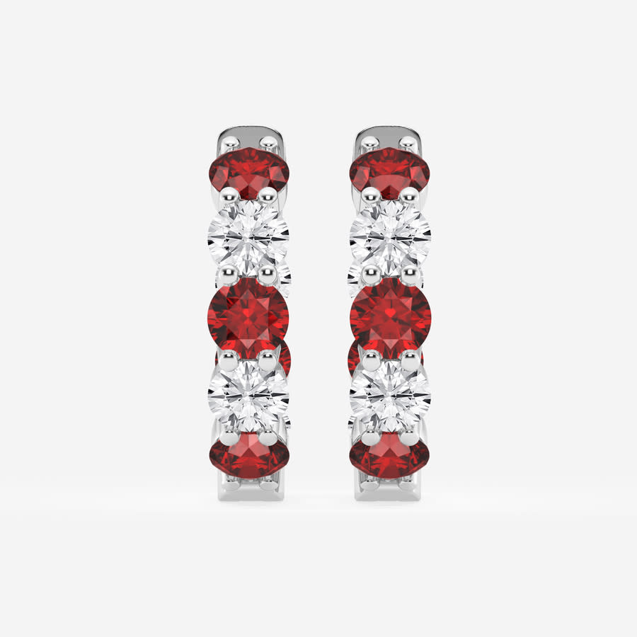 Brilliant Diamond White Platinum Round Created Ruby and 2 cttw Round ...