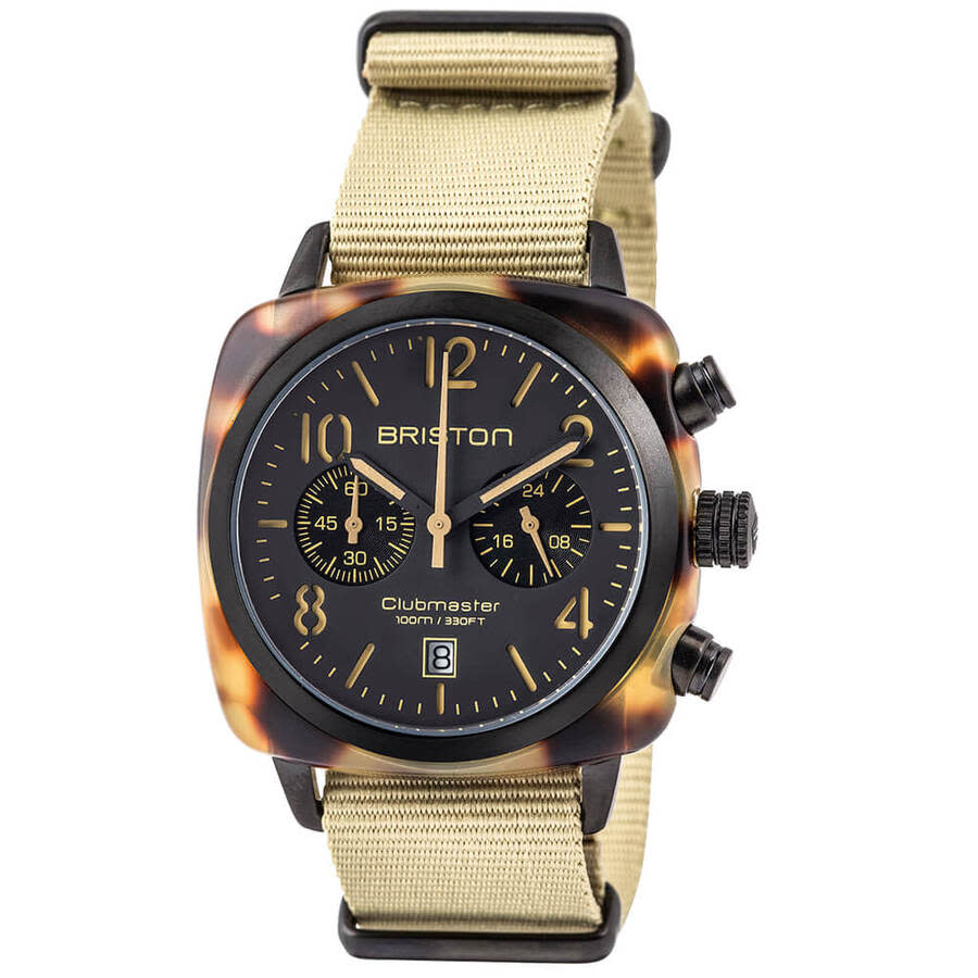 Briston Clubmaster Chronograph Black Dial Men's Watch 14140.PBAM.TS.5 ...